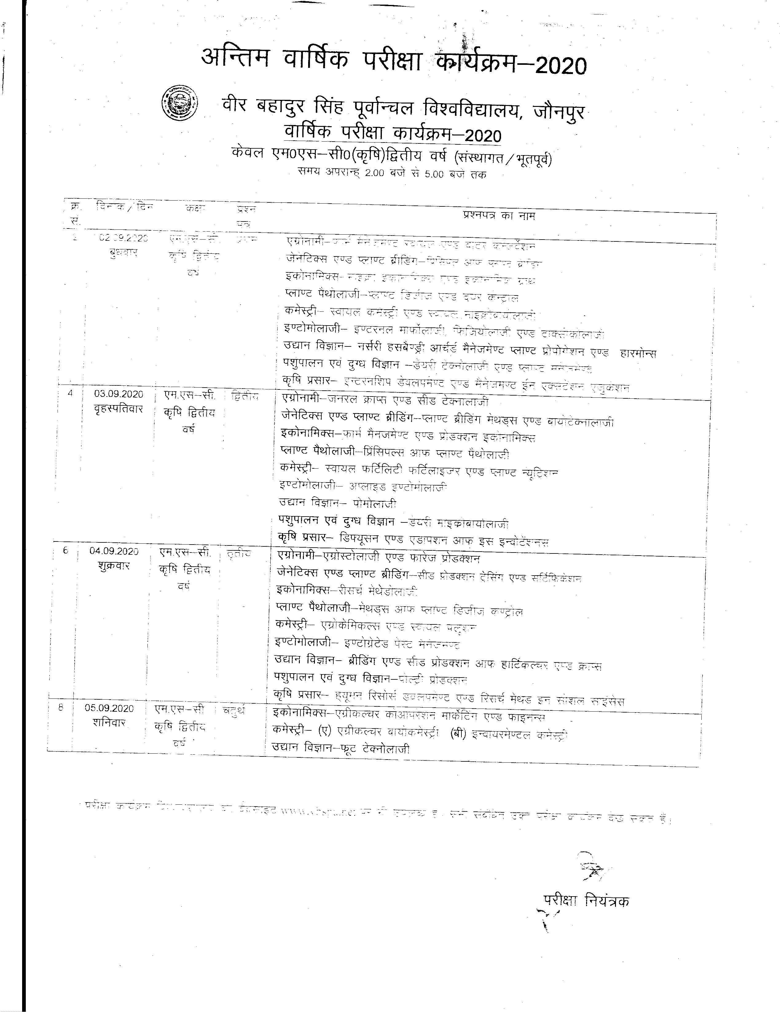 VBSPU Time Table 2020 (Released) - B.A., B.Sc, B.Com, B.Ed Exam ...